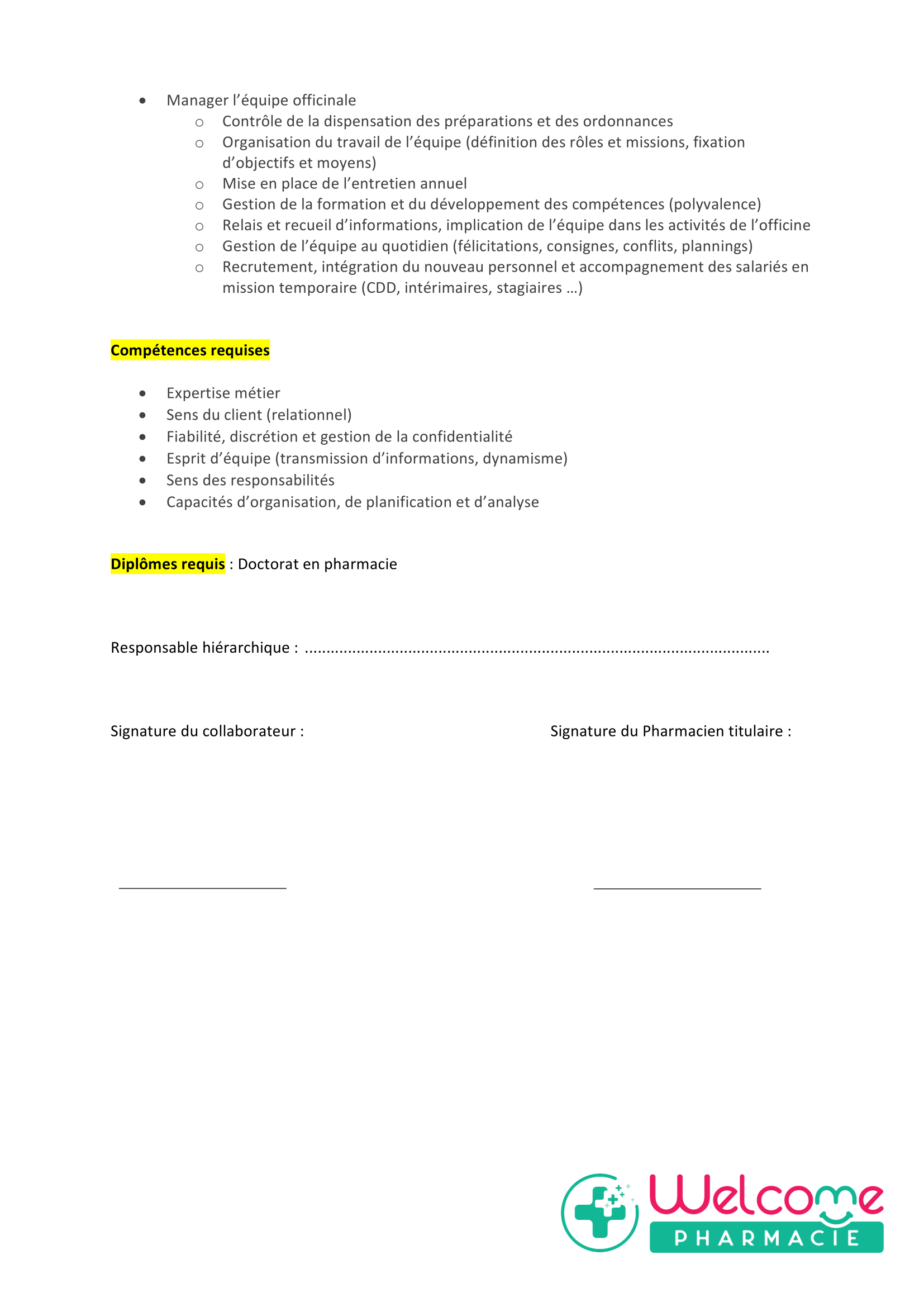 La fiche de poste d'un/e pharmacien/ne adjoint/e - Smart Team